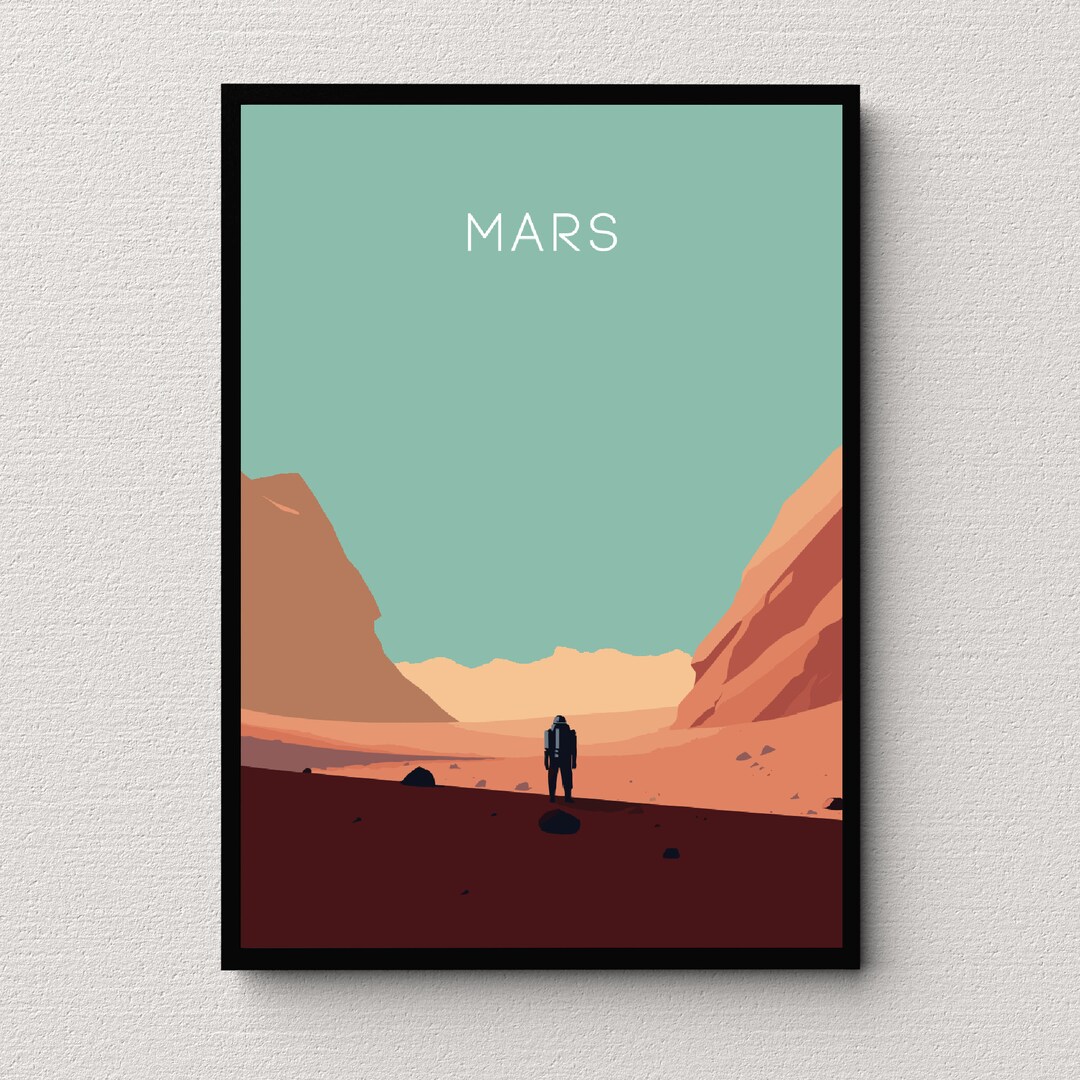 Mars, Red Planet Art Print, Sci-fi Wall Art, Astronaut, Cosmic, Space ...