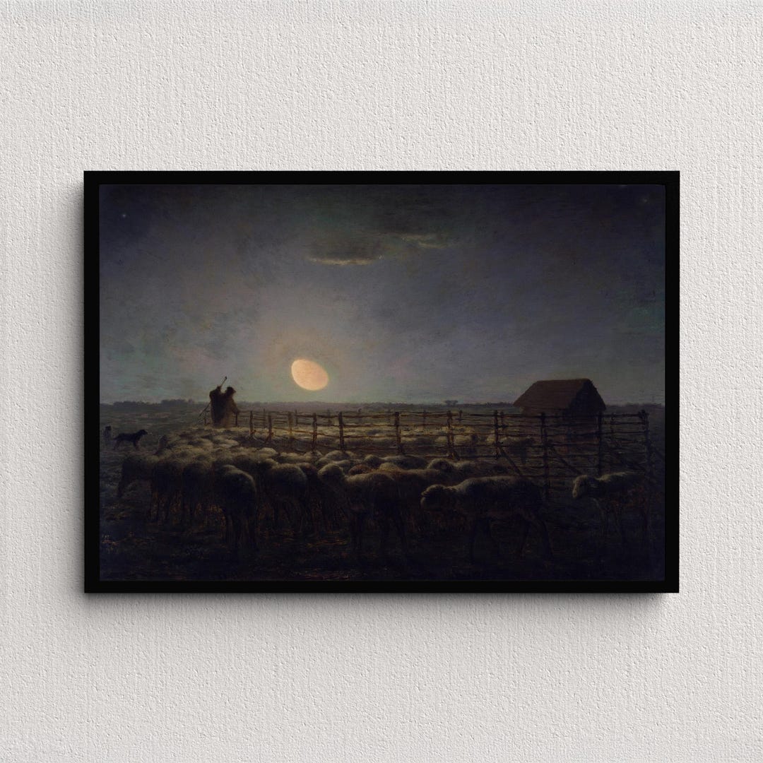 The Sheepfold, Moonlight (1860) | Jean-françois Millet | Vintage Art ...