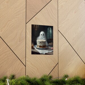 Ghost Eating Cake, Cute Little Ghost Art Print, Gothic Kitchen Decor ...
