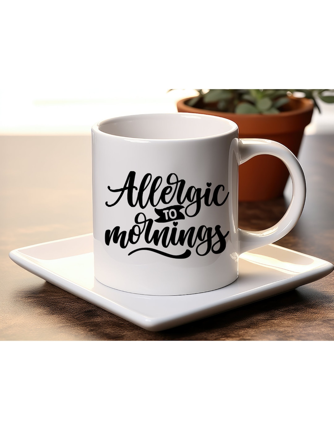 Allergic to Mornings , Funny Quote Mug, Humorous Saying Mug, Gift for ...