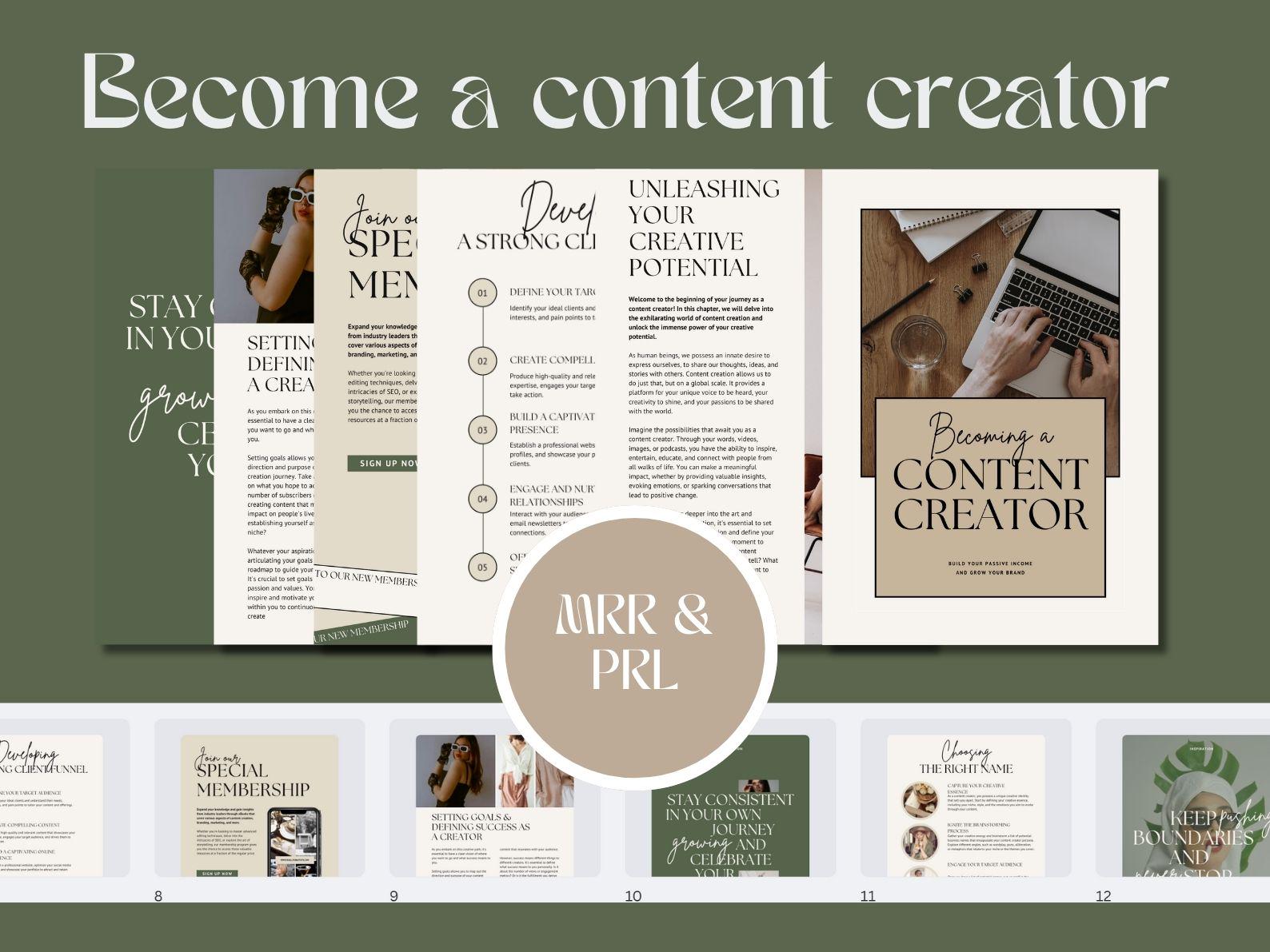 Becoming a Content Creator Template, Content Creation Ebook, DFY ...