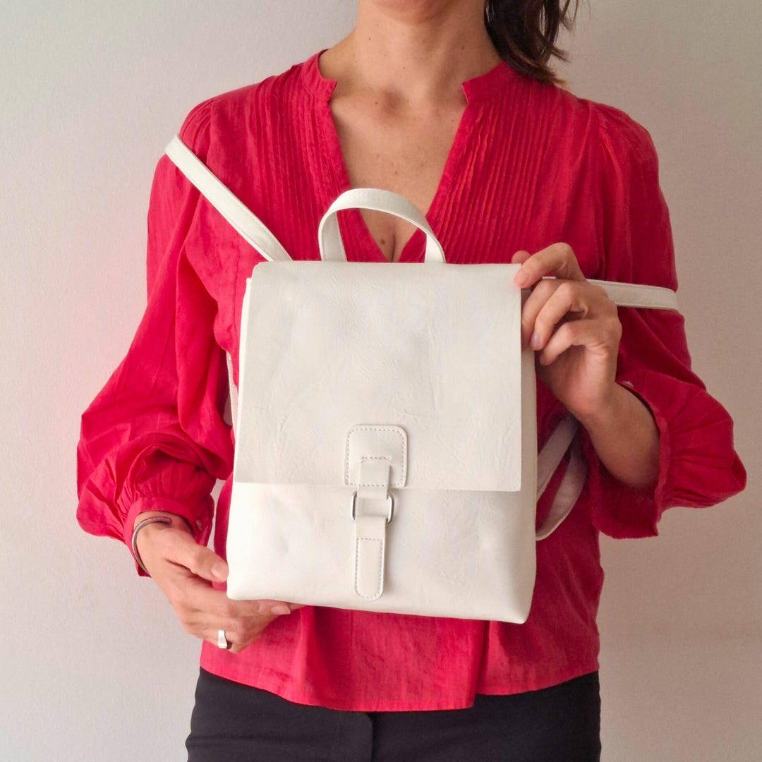 Leather Convertible Backpack, Small Backpack, Soft Vegan Leather Flap ...