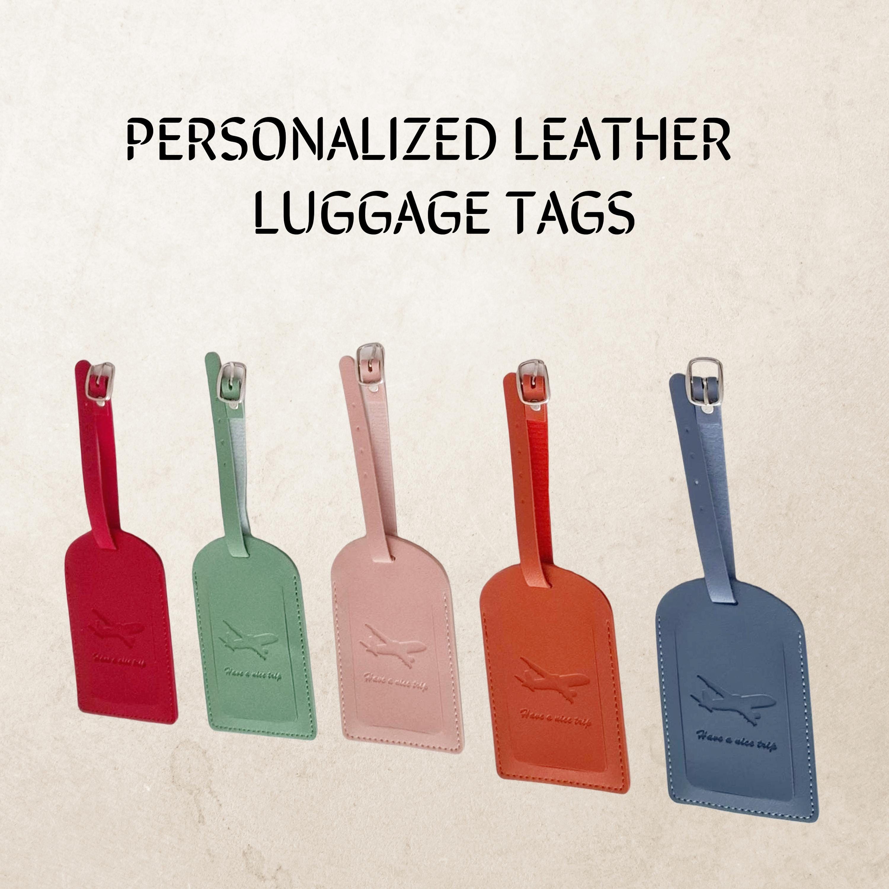 Personalized Leather Luggage Tag: Custom Initials, Travel Gift - Etsy