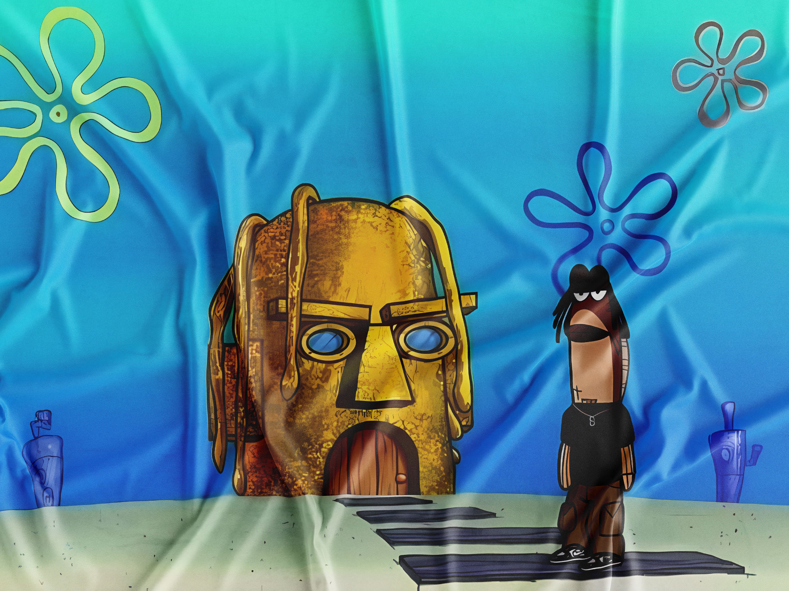 Travis Scott And Spongebob Inspired Flag 3x5 Feet Funny Meme Etsy