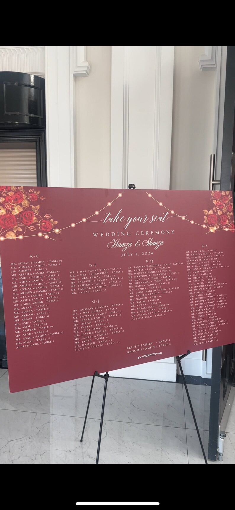 Personalized Traditional Wedding Ceremony Seating Chart - Etsy