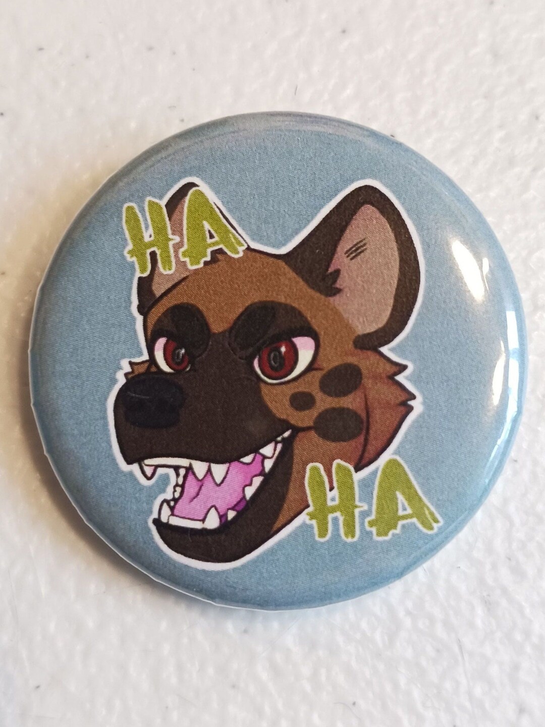 HAHA Hyena Pin Button Furry - Etsy
