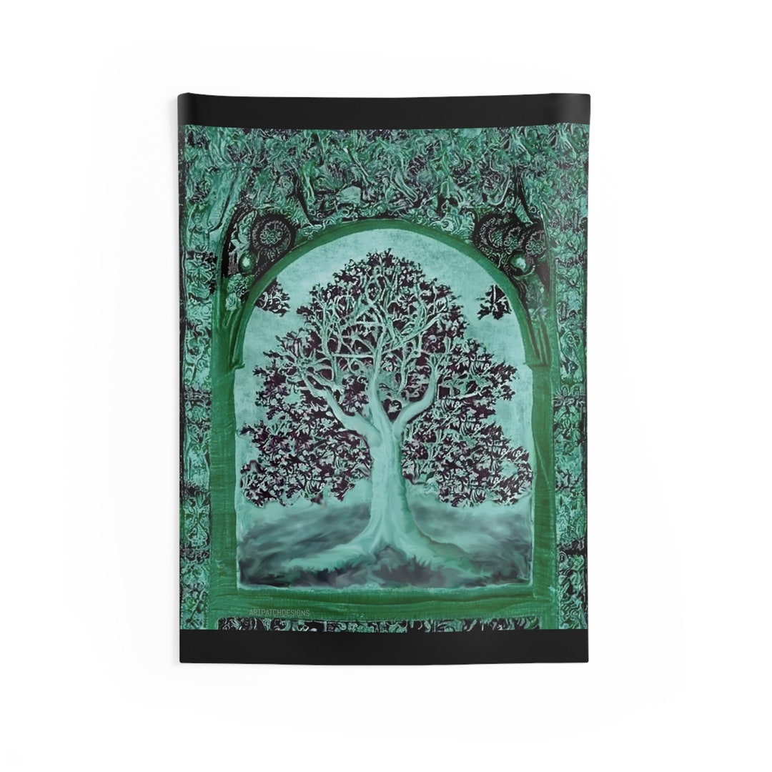 Tapestry Tree of Life Green Medieval Rug Style Design Home Wall Decor ...