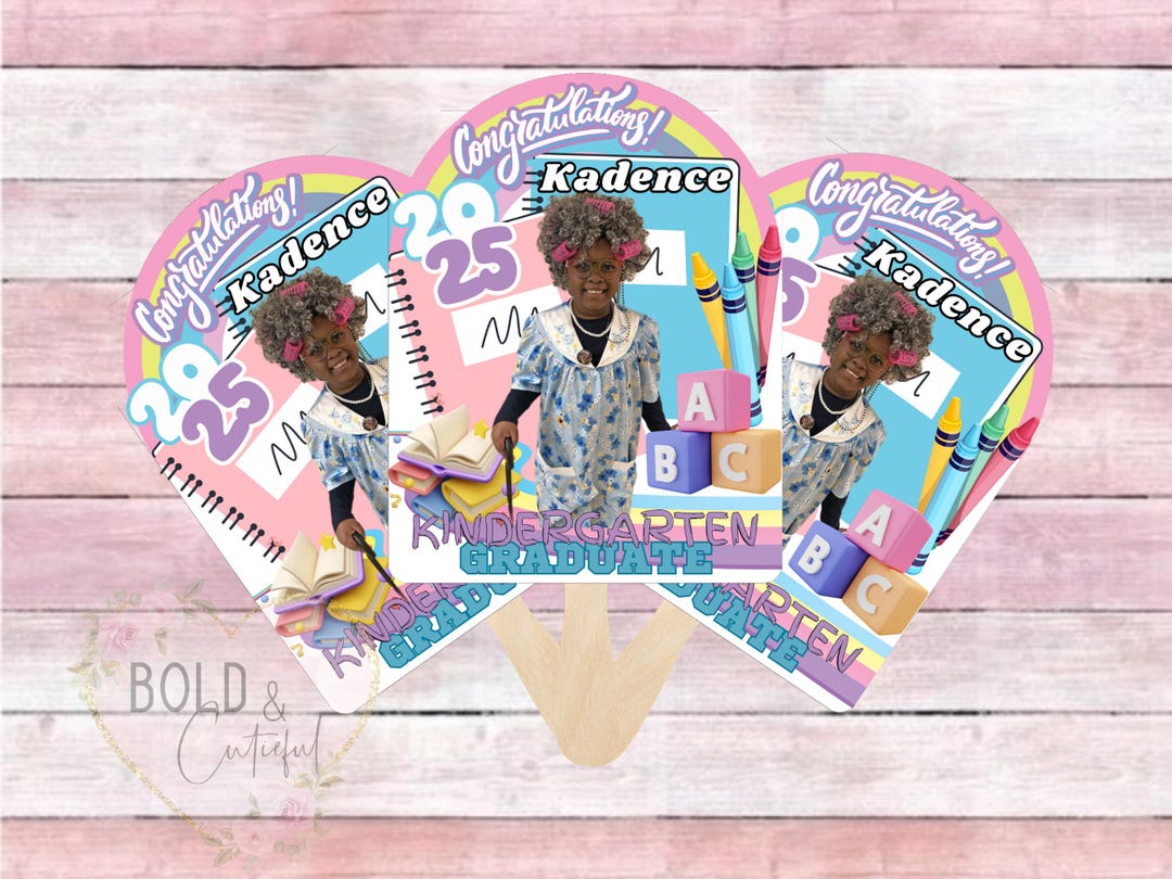 Kindergarten Graduation Fans/personalized Photo & Name, Custom Grad ...