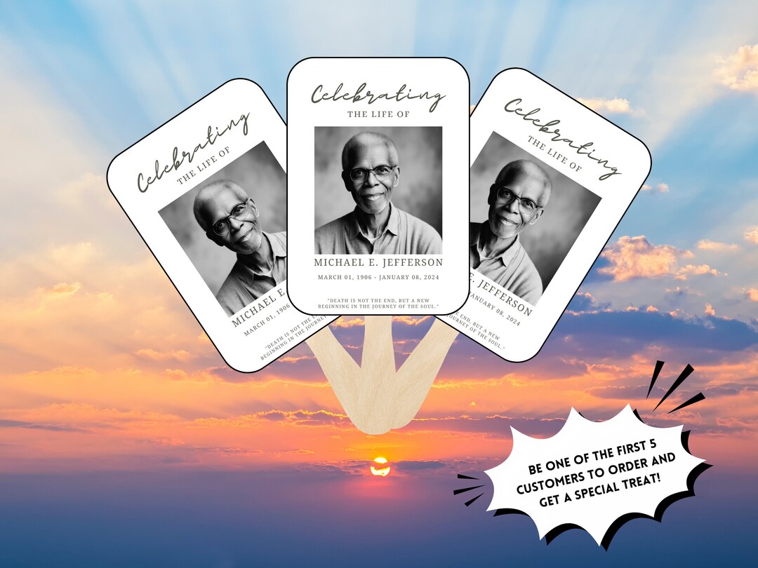 Minimal Funeral Fan, Memorial Funeral Program, Funeral Favors, in ...