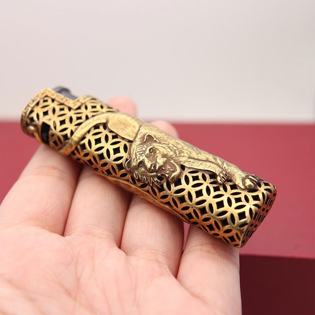 Vintage Vintage Personality Kerosene Lighter, Brass Tiger Cutout ...