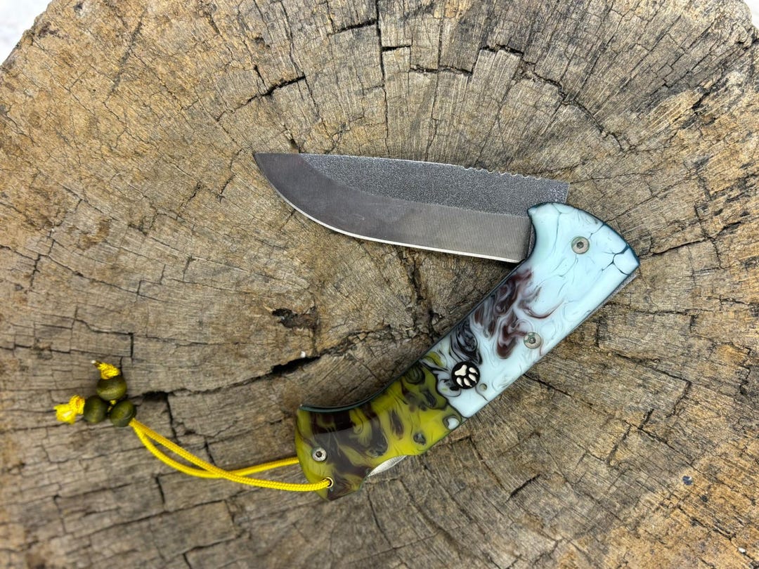 Handmade Pocket Knife, Full Epoxy Handle Large Size Pocket Knife ...