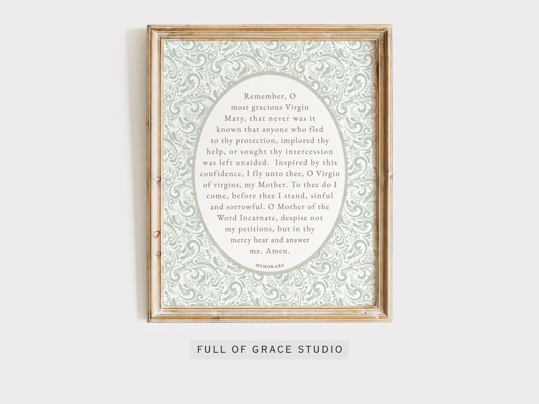 Memorare Prayer Printable Catholic Wall Art Vintage Style Instant ...