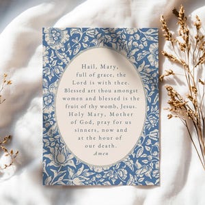 Hail Mary Prayer Printable Catholic Wall Art Digital Download Marian ...