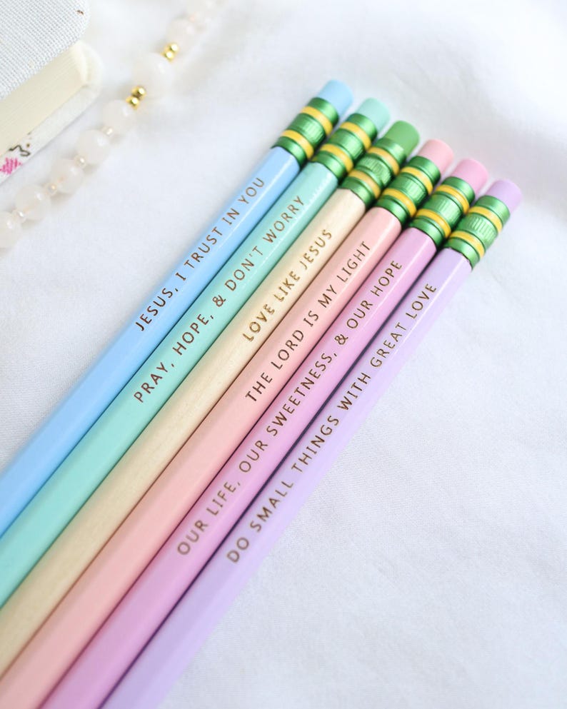 Catholic Engraved Pencil Set: Bible Verse Christian Gifts - Etsy