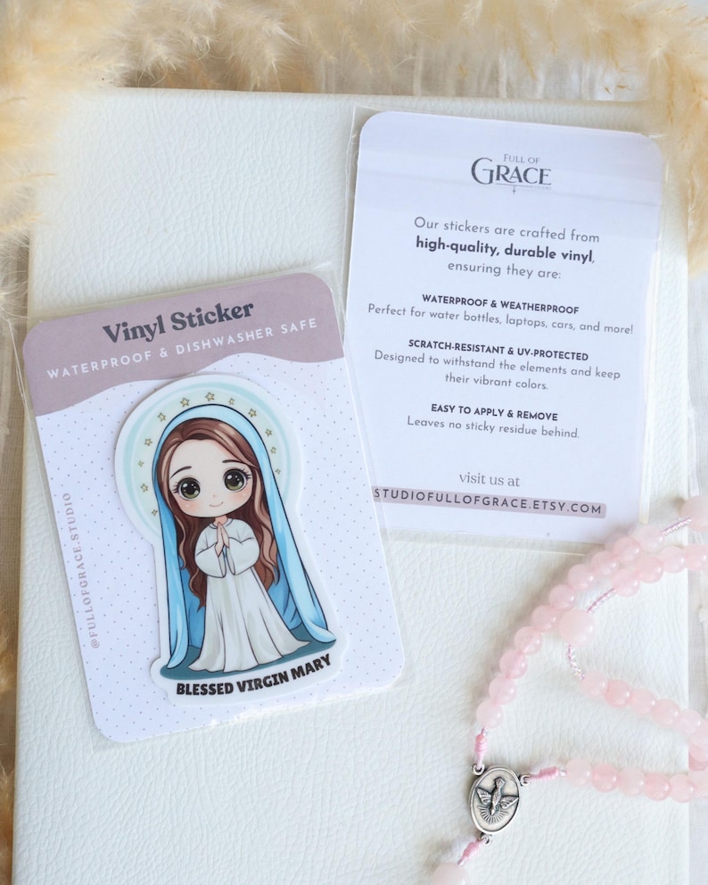 Blessed Virgin Mary Vinyl Sticker – Marian Catholic Sticker for Bible ...