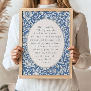 Hail Mary Prayer Printable Catholic Wall Art Digital Download Marian ...
