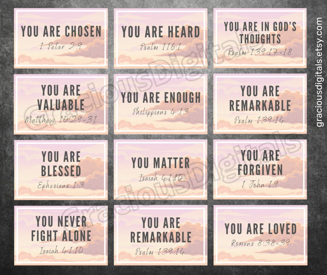 Positive Bible Affirmation Cards With Scripture References, 16 Count ...