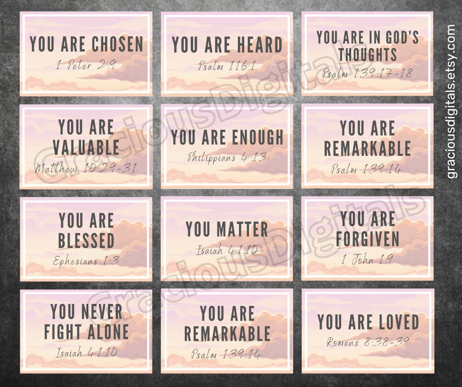 Positive Bible Affirmation Cards With Scripture References, 16 Count ...