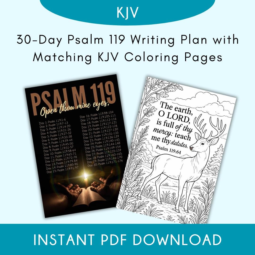Psalm 119 Scripture Writing Plan With Coloring Pages (KJV, PDF Download ...