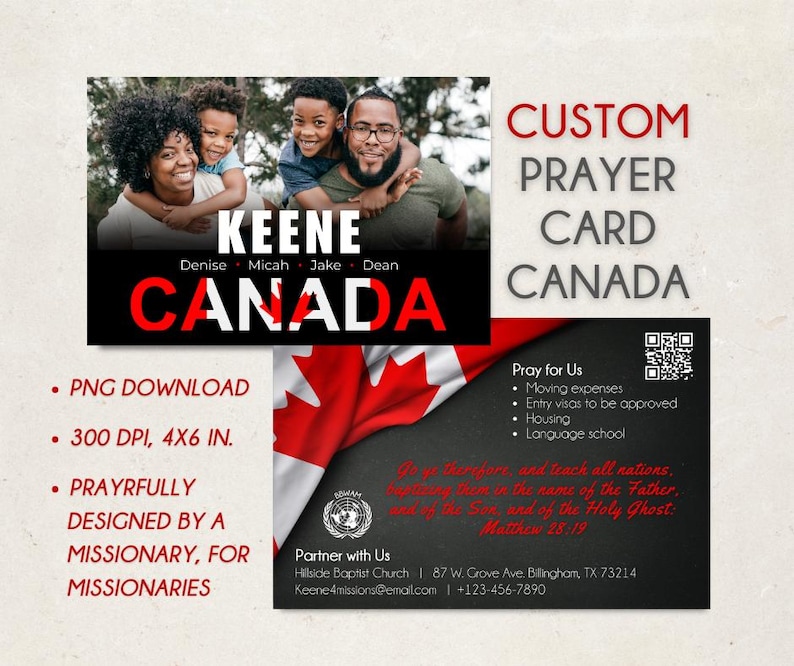 Missionary Prayer Card CANADA, Digital Download, - Etsy