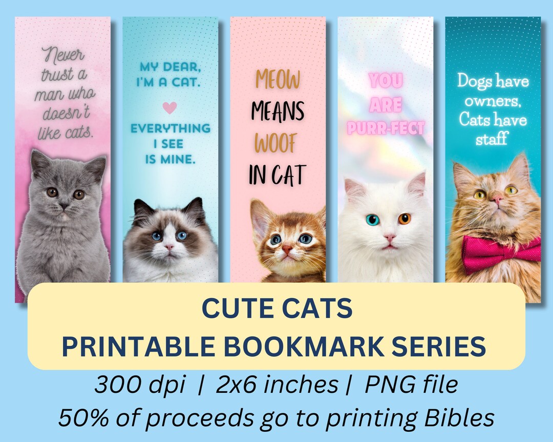 Cute Cats Printable Bookmark Series Download - Etsy