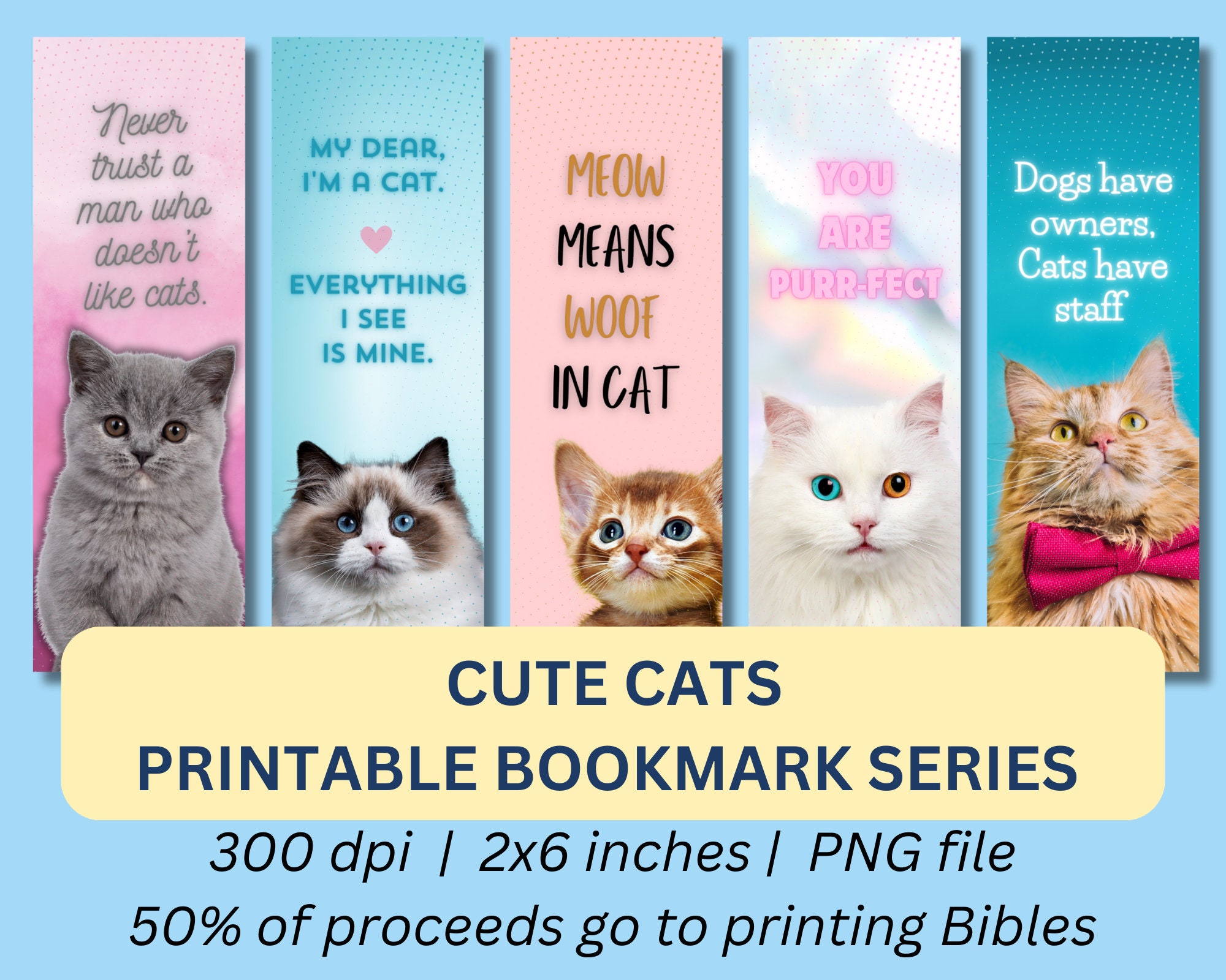 Cute Cats Printable Bookmark Series Download - Etsy