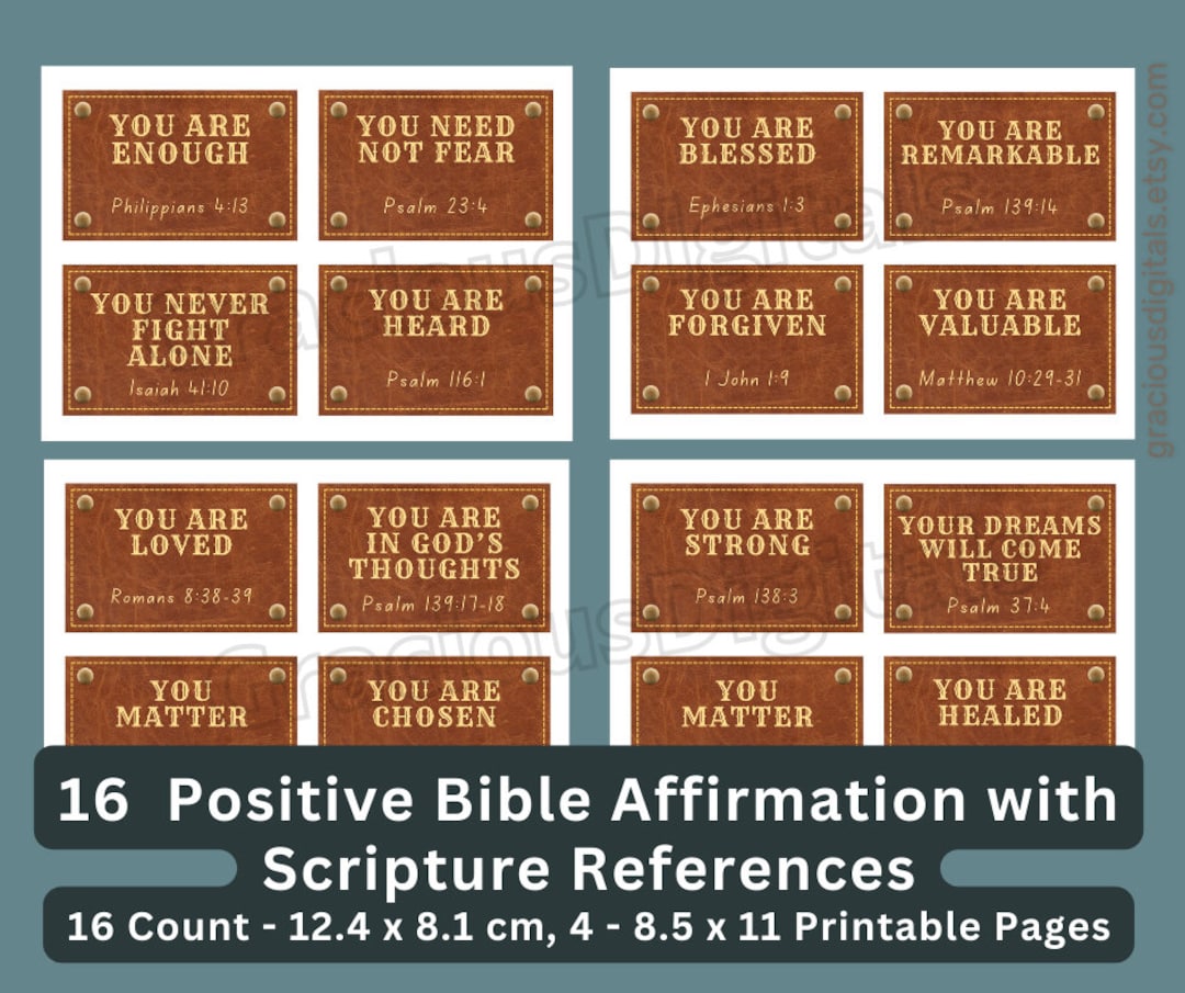 Positive Bible Affirmation Cards With Scripture References, 16 Count ...
