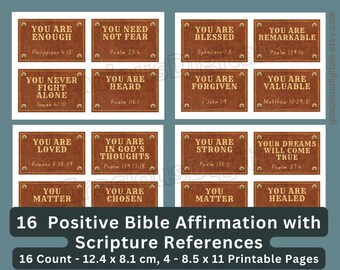 Positive Bible Affirmation Cards With Scripture References, 16 Count ...