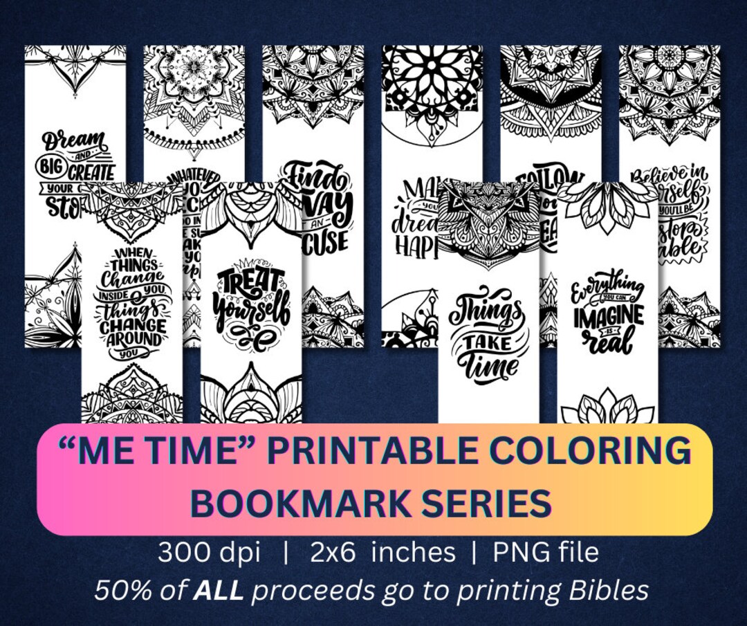 Me Time Coloring Printable Bookmark Series Download - Etsy