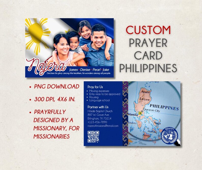 Missionary Prayer Card Philippines, Digital Download - Etsy