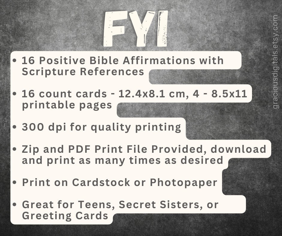 Positive Bible Affirmation Cards With Scripture References, 16 Count ...