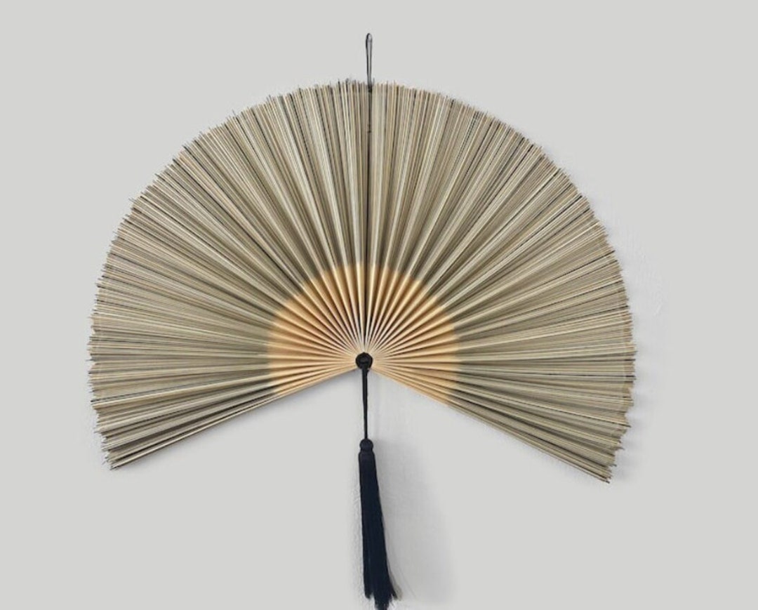 Bambo Fan Decor Boho Headboard Art Folding Fan Wicker Woven - Etsy