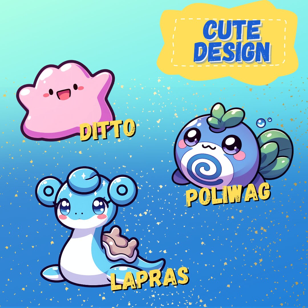 Gen 1 Pichu, Blastoise, Eevee, Togepi, Psyduck Sticker PNG Bundle 13 ...