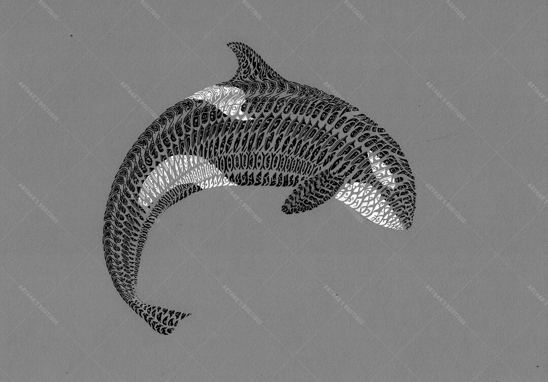 Original Drawing of an Orca in White Acrylic on Gray Paper Full of ...