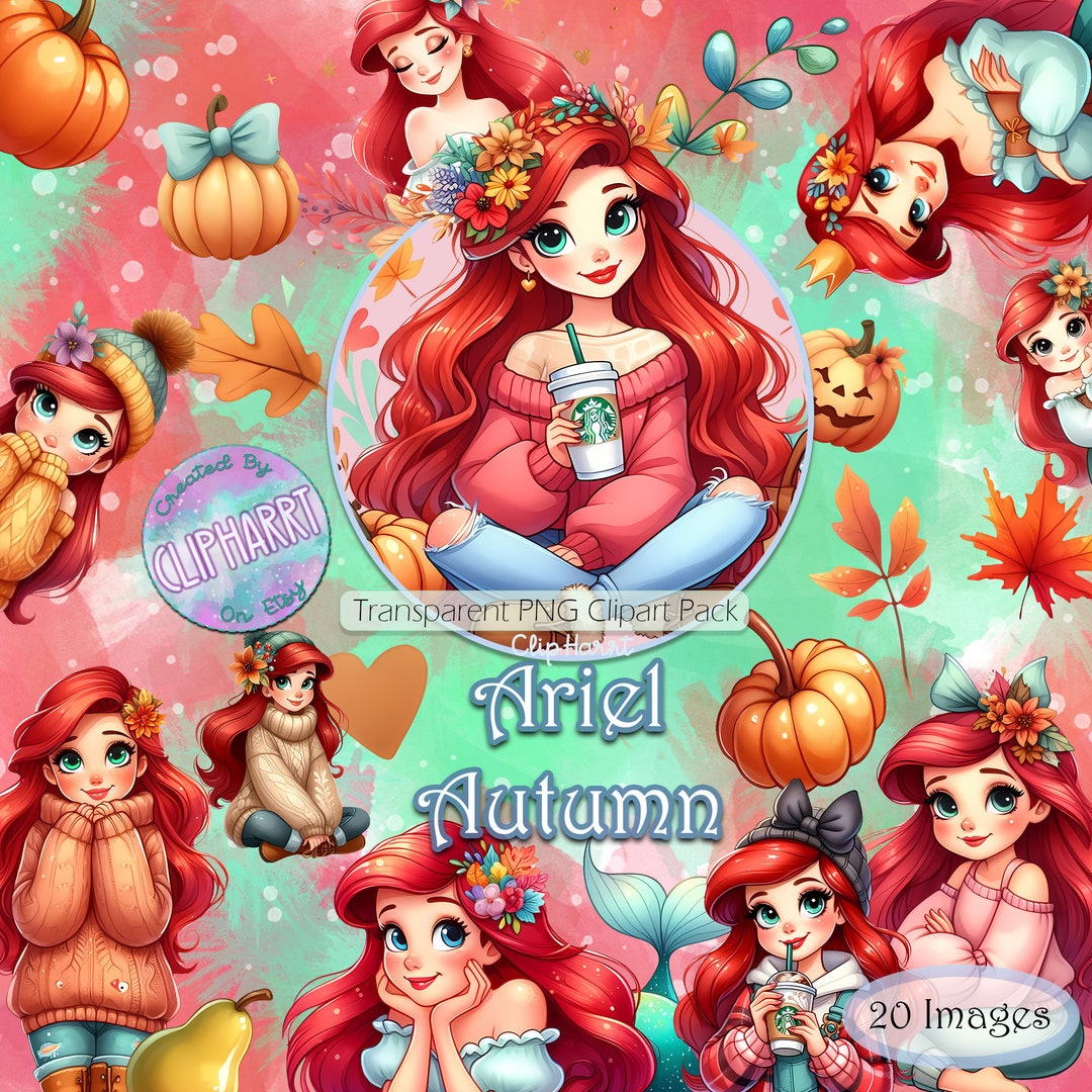 Ariel Autumn and Fall Clipart Set, Transparent PNG Images, Commercial ...