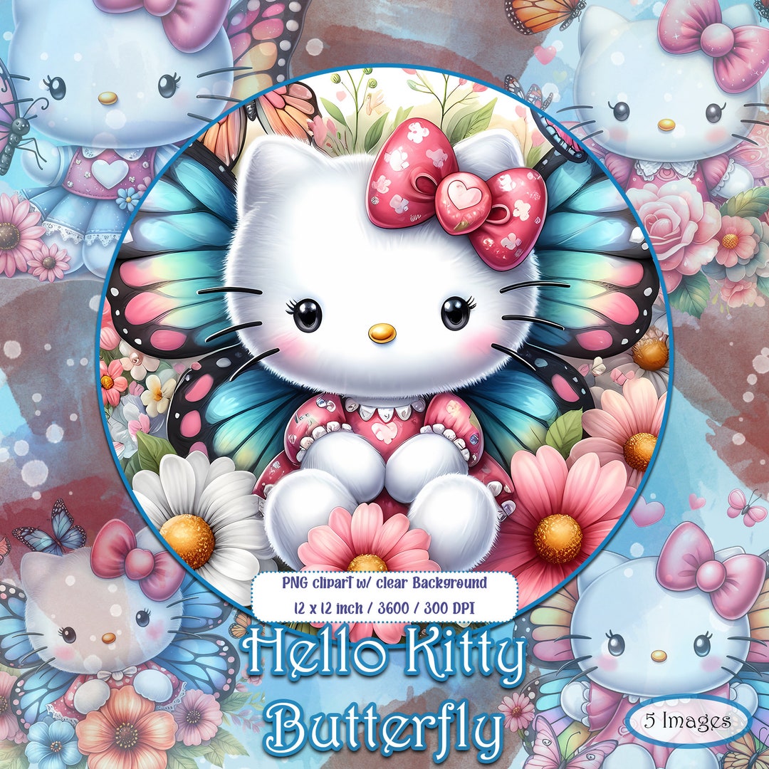 Kawaii Kitty Butterfly Clipart Images With Transparent Background ...