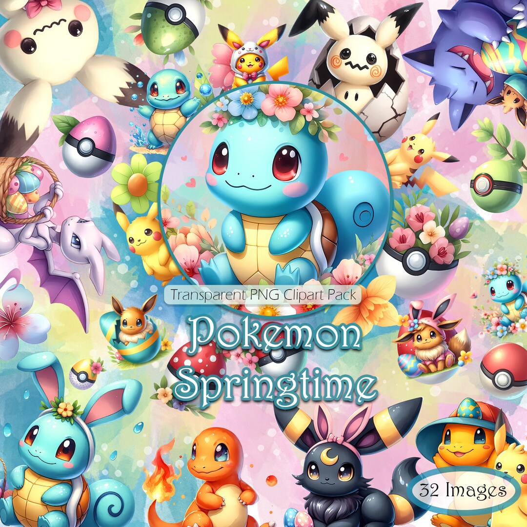 Easter Pokemon Clipart Set, Transparent Background PNG Images, Gaming ...