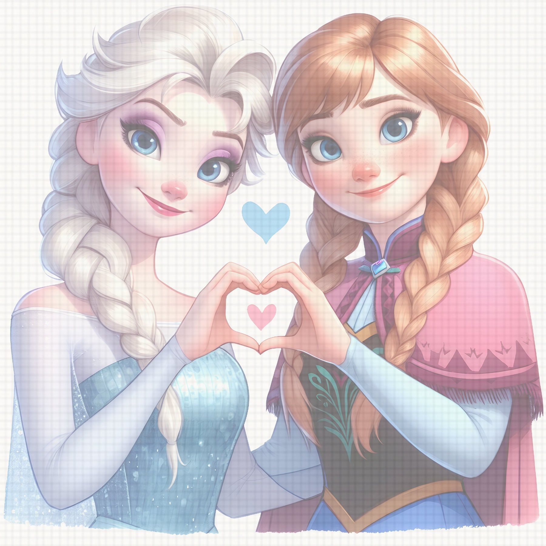 Anna and Elsa Heart Clipart Image With Transparent Background, Sister ...