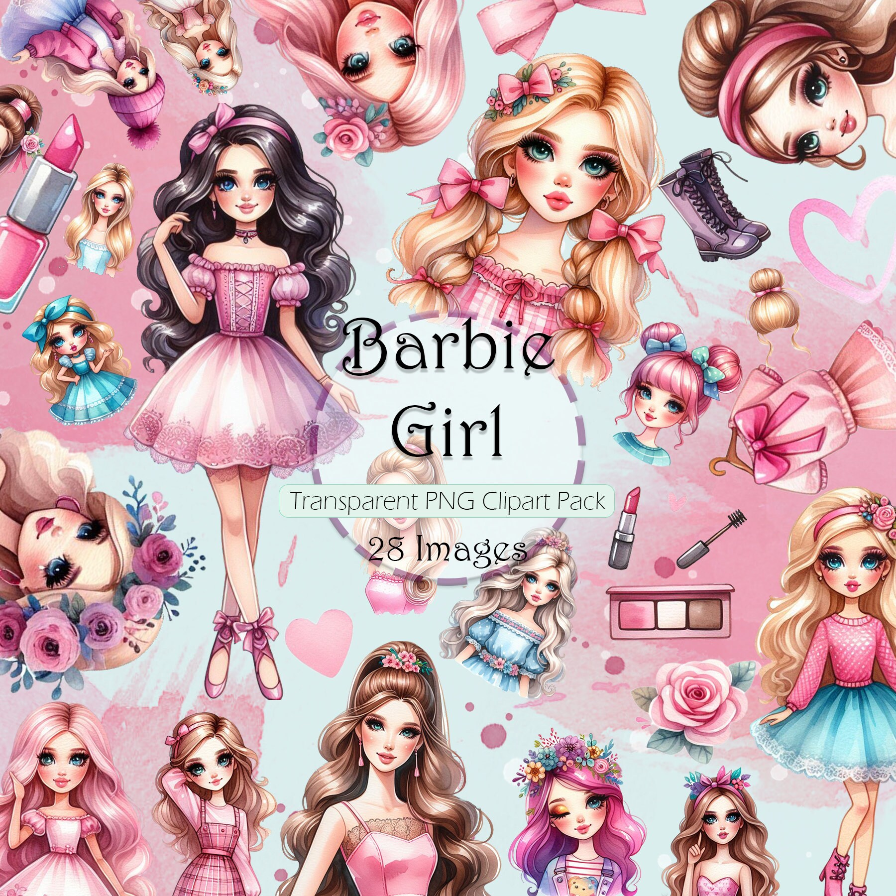 Doll Girls Clipart Set, Clipart Elements, Commercial Use, Digital ...