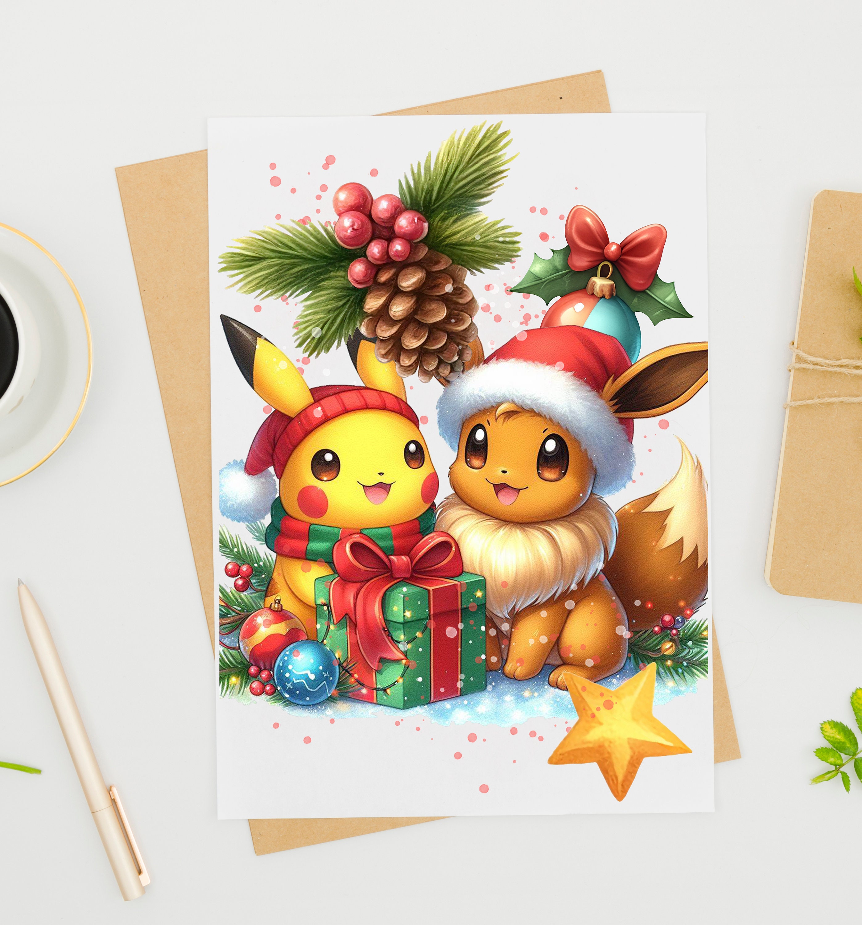 Pikachu and Eevee Christmas Clipart Set, Transparent PNG Images ...