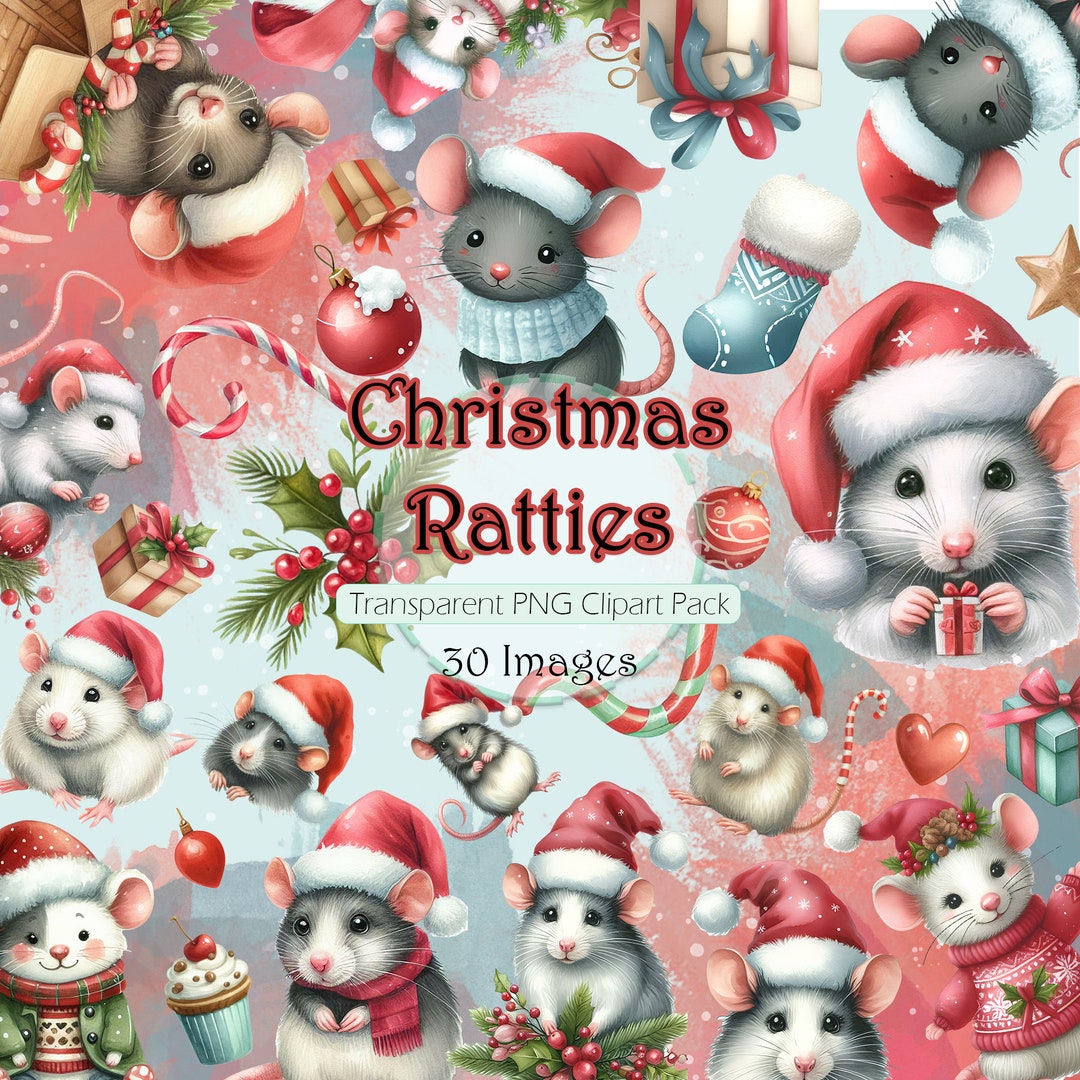 Christmas Ratties Clipart Set, Transparent PNG Images, Commercial Use ...