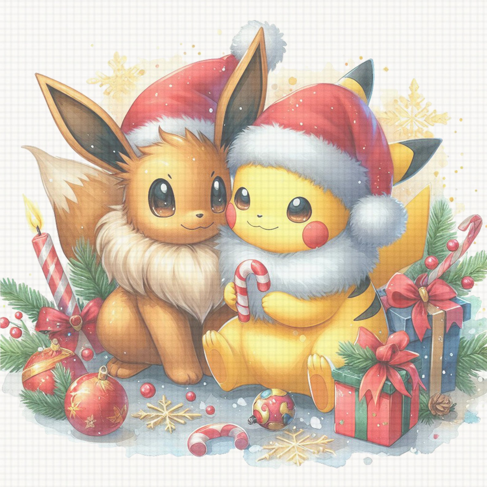 Pikachu and Eevee Christmas Clipart Set, Transparent PNG Images ...