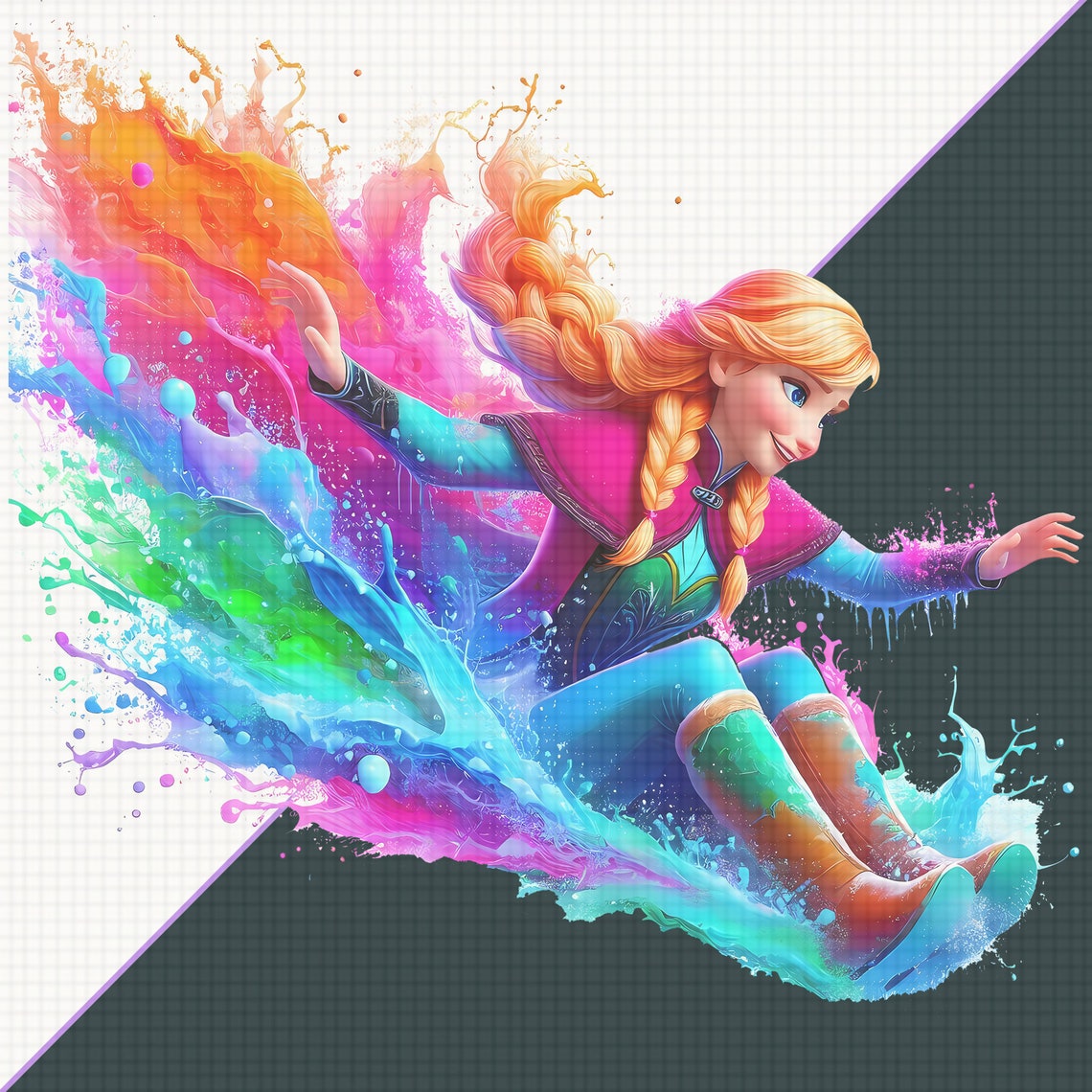 Anna Frozen Clipart Images With Watercolor Splash Background ...
