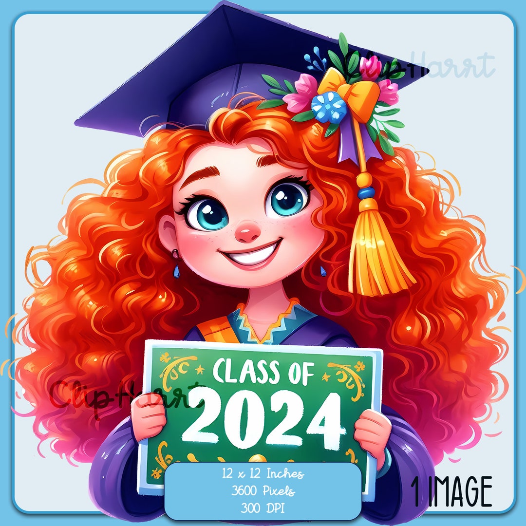 Merida Graduation 2024 Clipart Image With Watercolor Splash Background ...