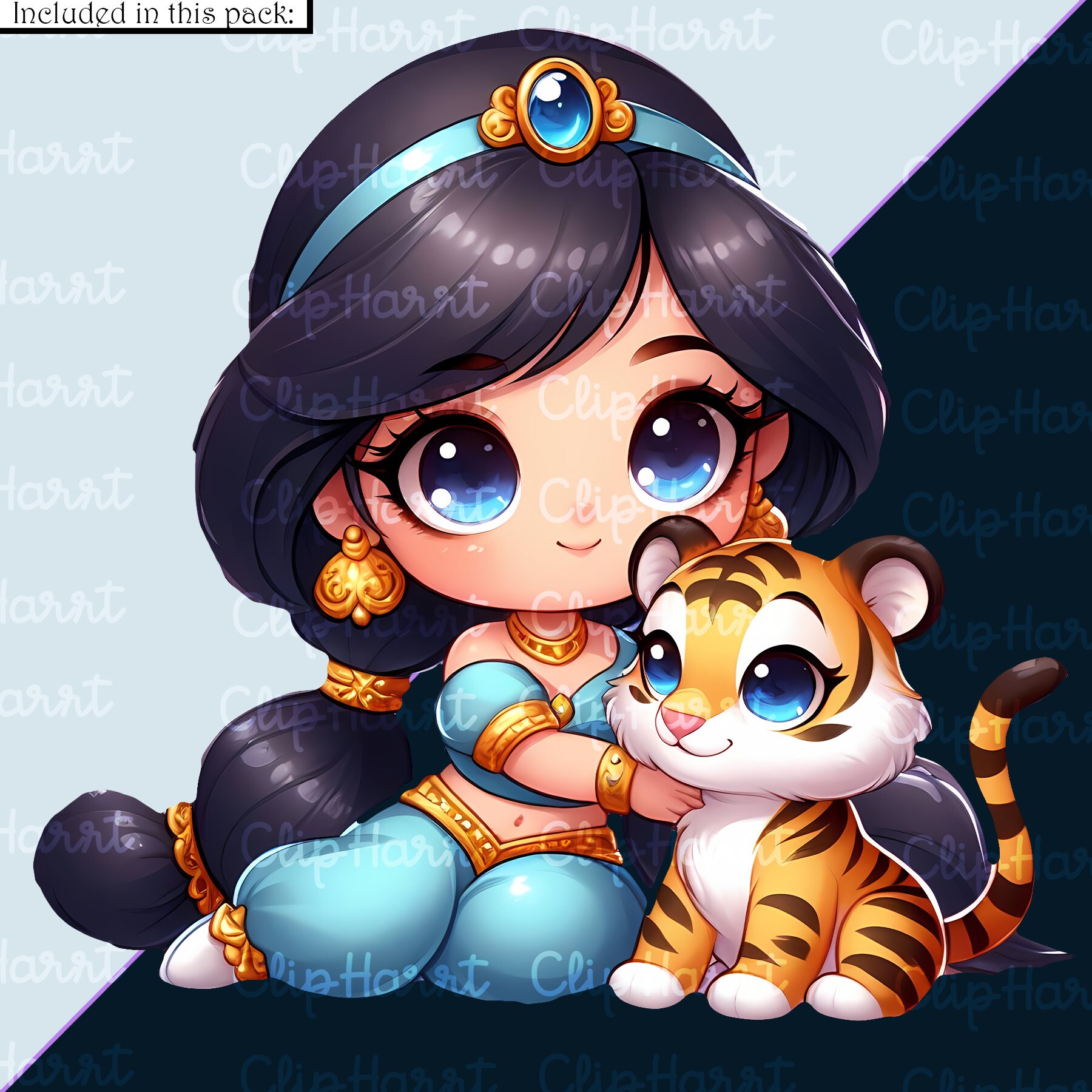 Chibi Princesses Clipart Set, Transparent Background PNG Images ...