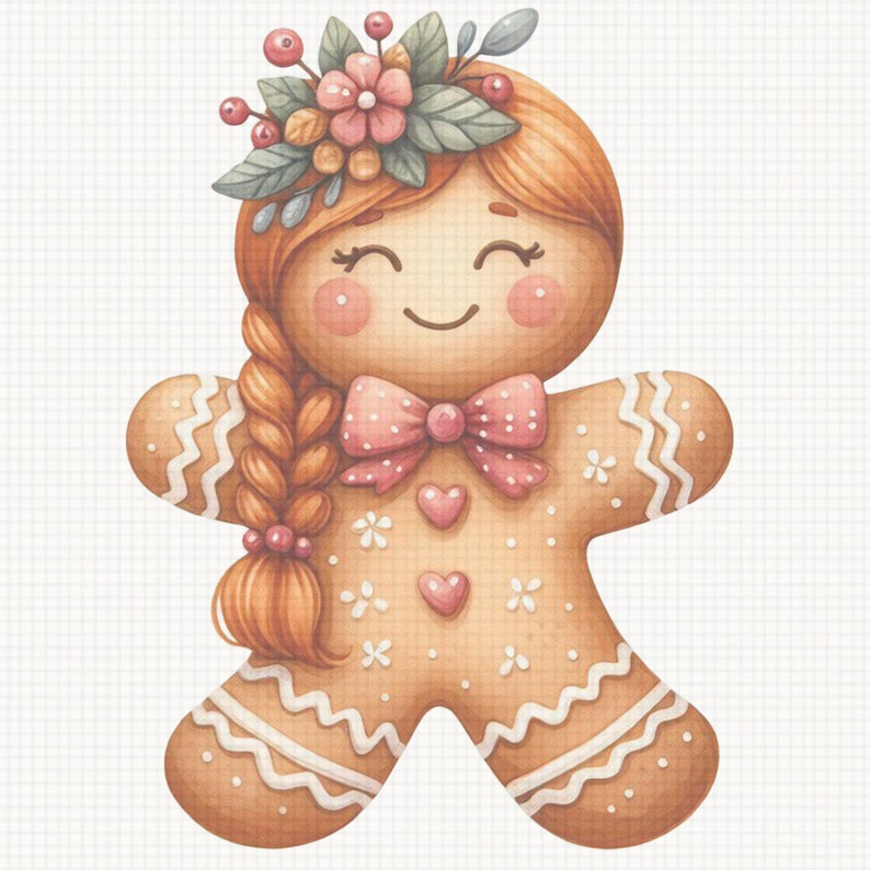 Gingerbread Girl Clipart Set, Clipart Elements, Commercial Use, Digital ...