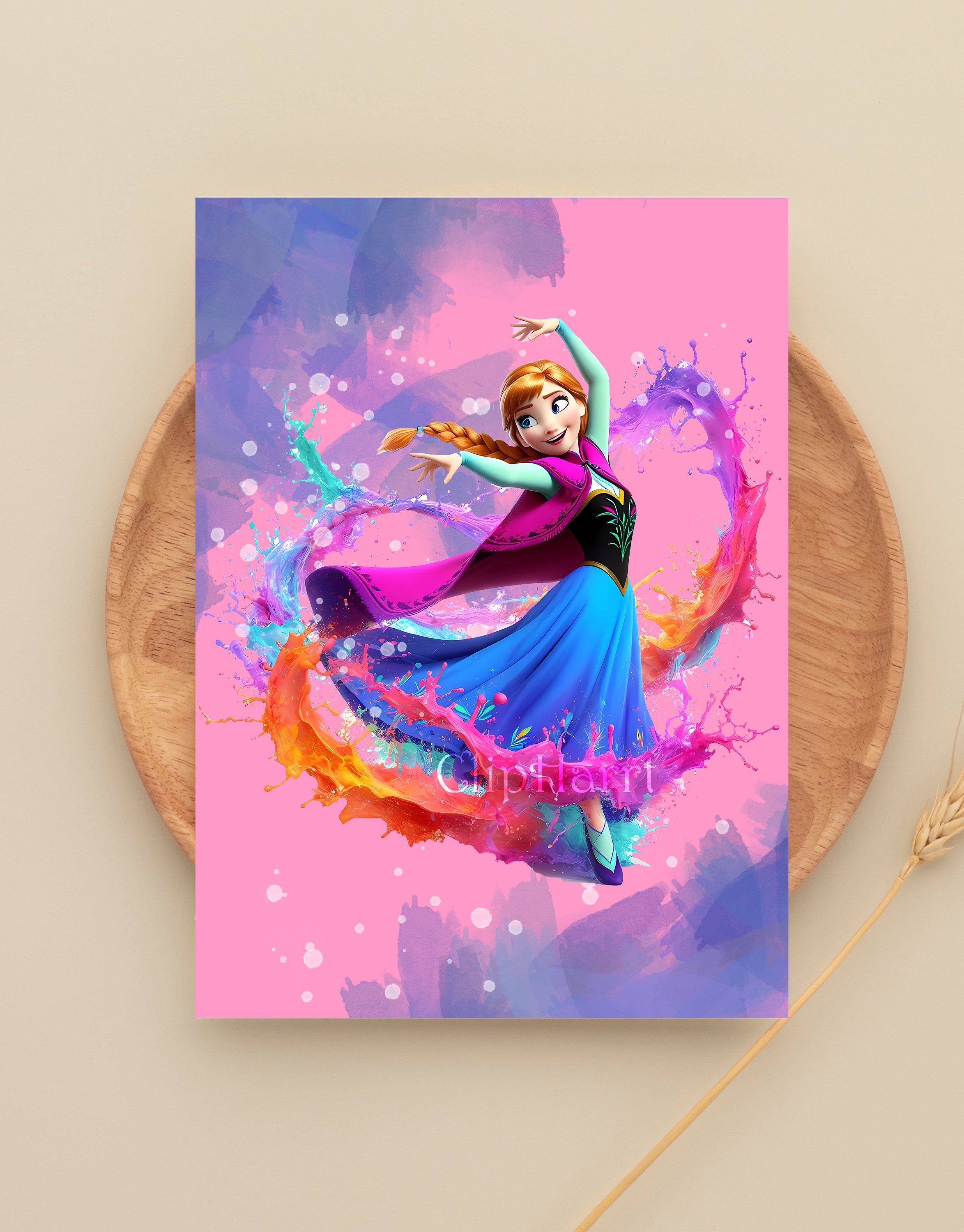 Anna Frozen Clipart Images With Watercolor Splash Background ...