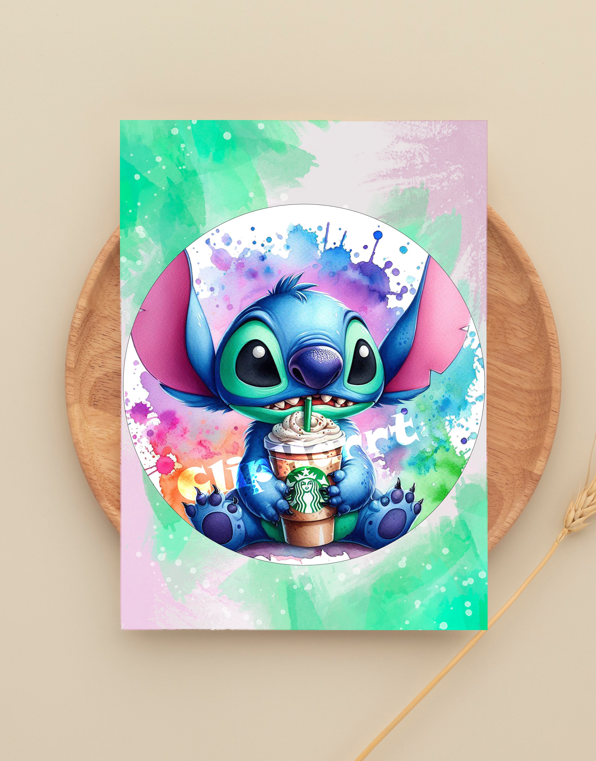 Stitch Coffee Clipart Image With Watercolor Splash Background ...