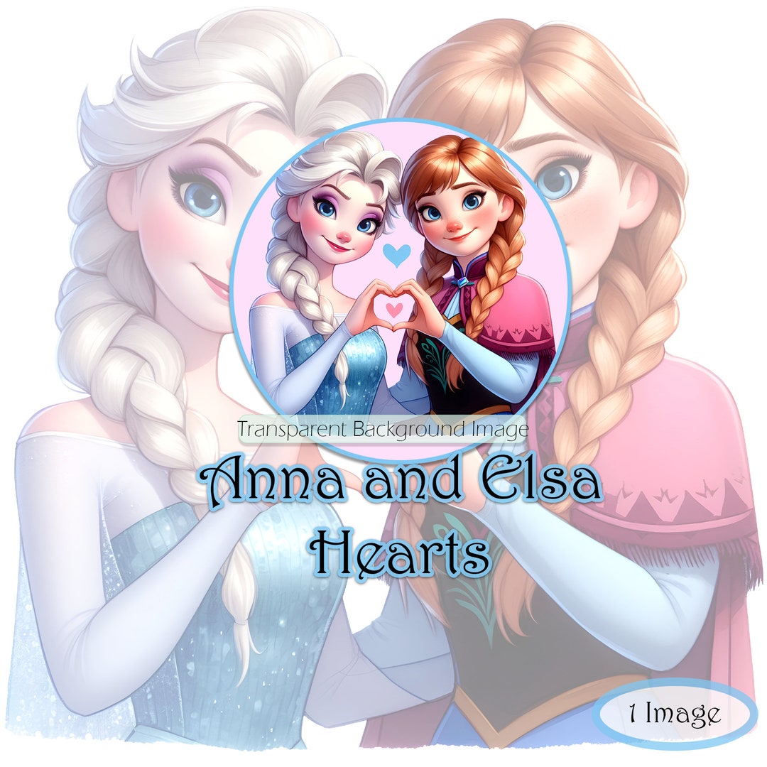 Anna and Elsa Heart Clipart Image With Transparent Background, Sister ...
