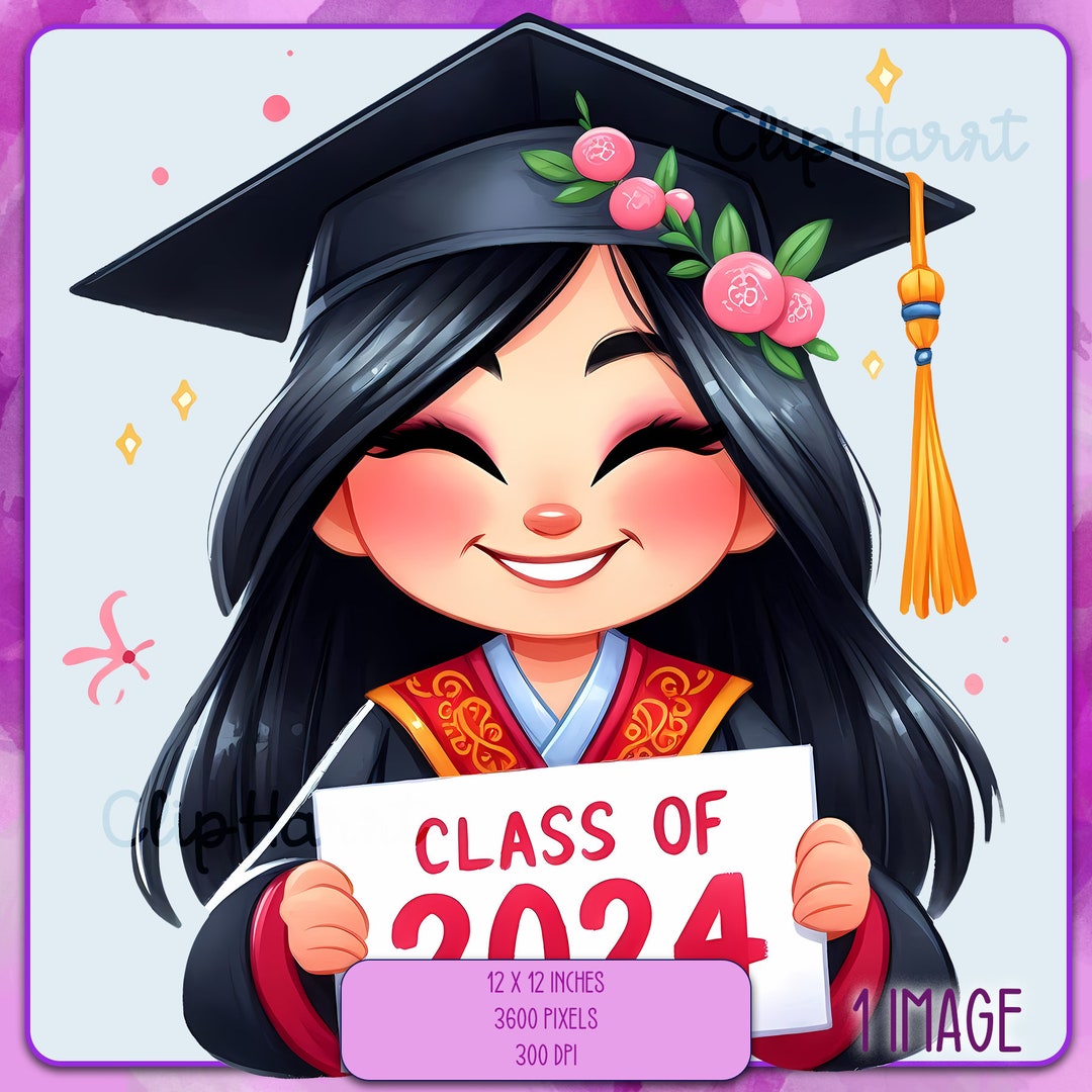 Mulan Graduation 2024 Clipart Image With Watercolor Splash Background ...
